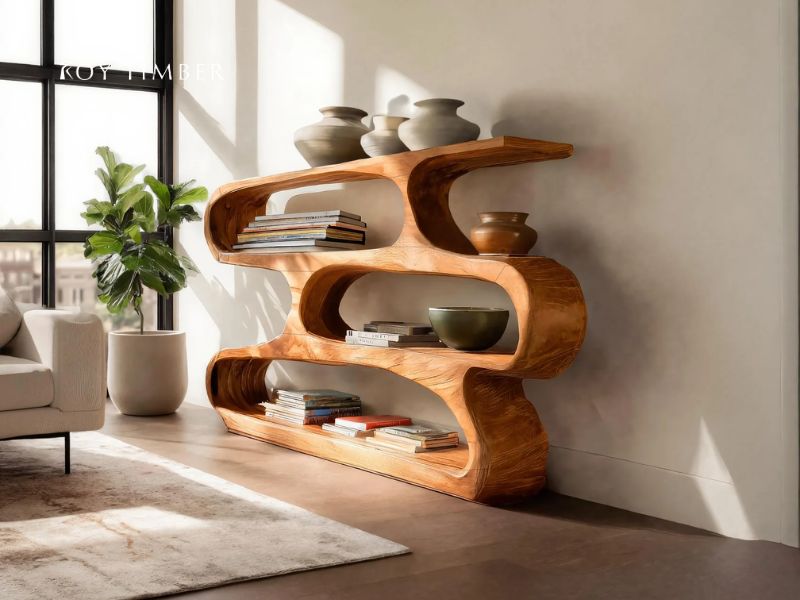 How A Live Edge Bookshelf Helps Keep Small Spaces Organized - Smart St ...